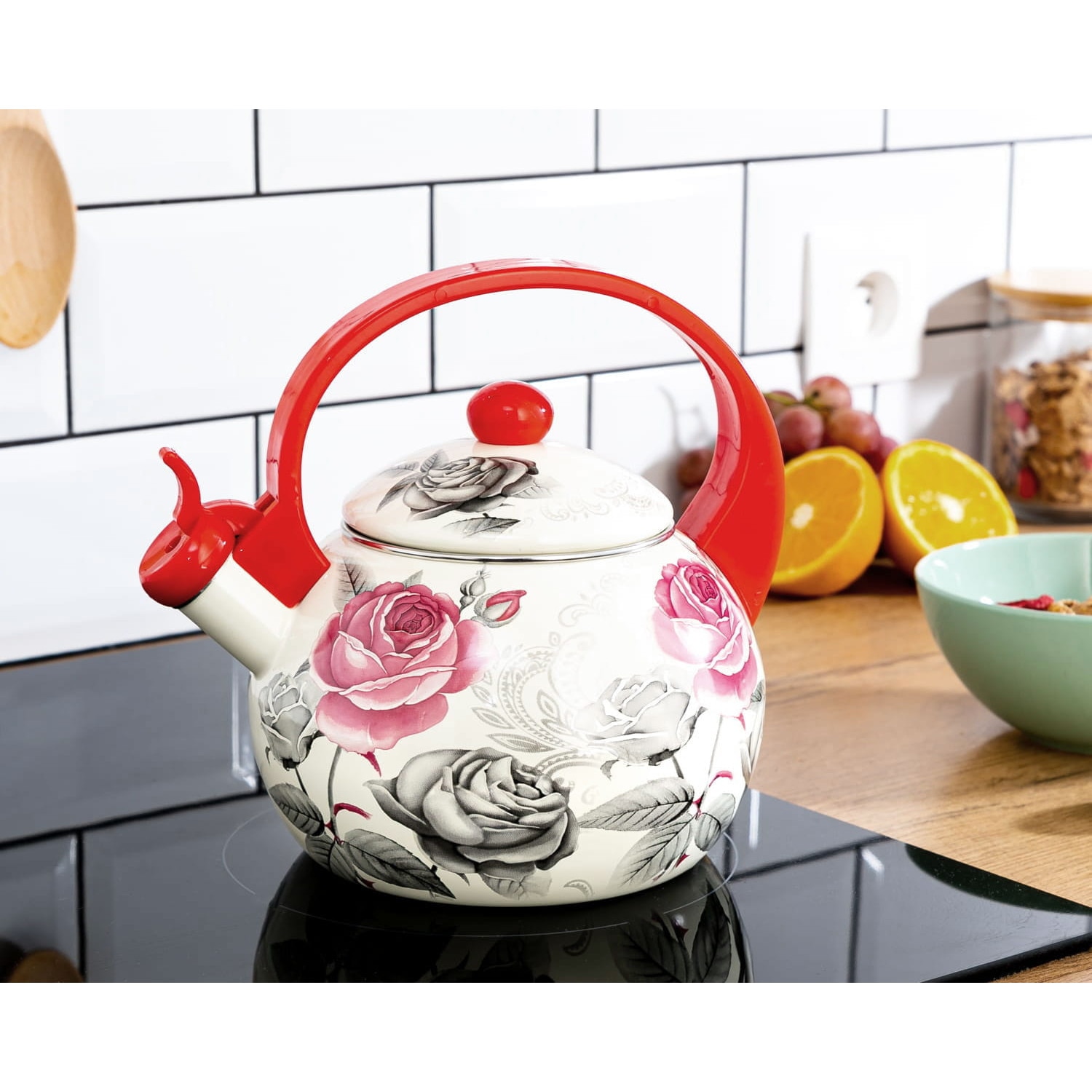 Ceainic emailat cu fluier, Zilner Rose II, 2.2L, Zl-4012-R2 - eMAG.ro