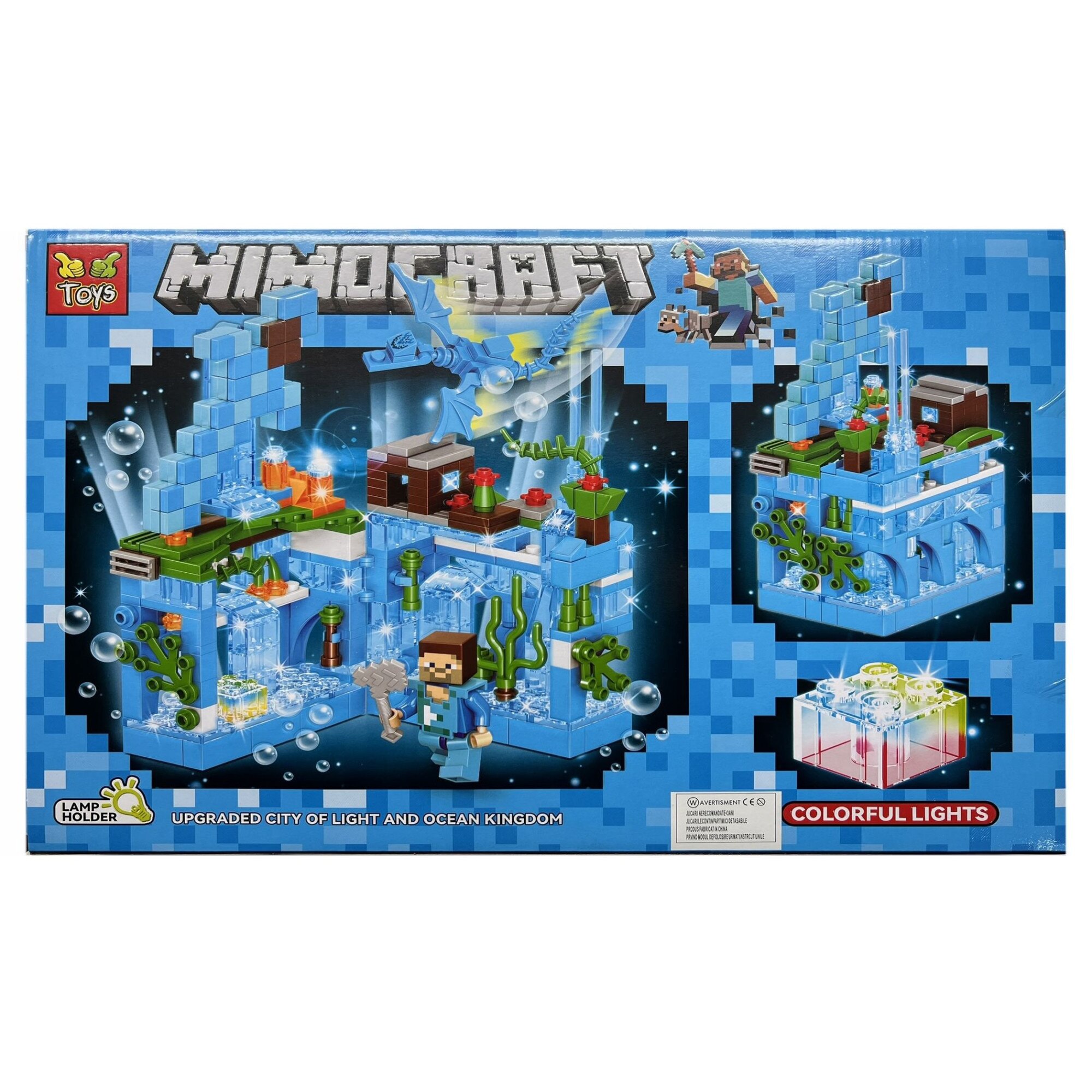 Set de constructie City of Light Minecraft cu lampa LED 330 piese ...