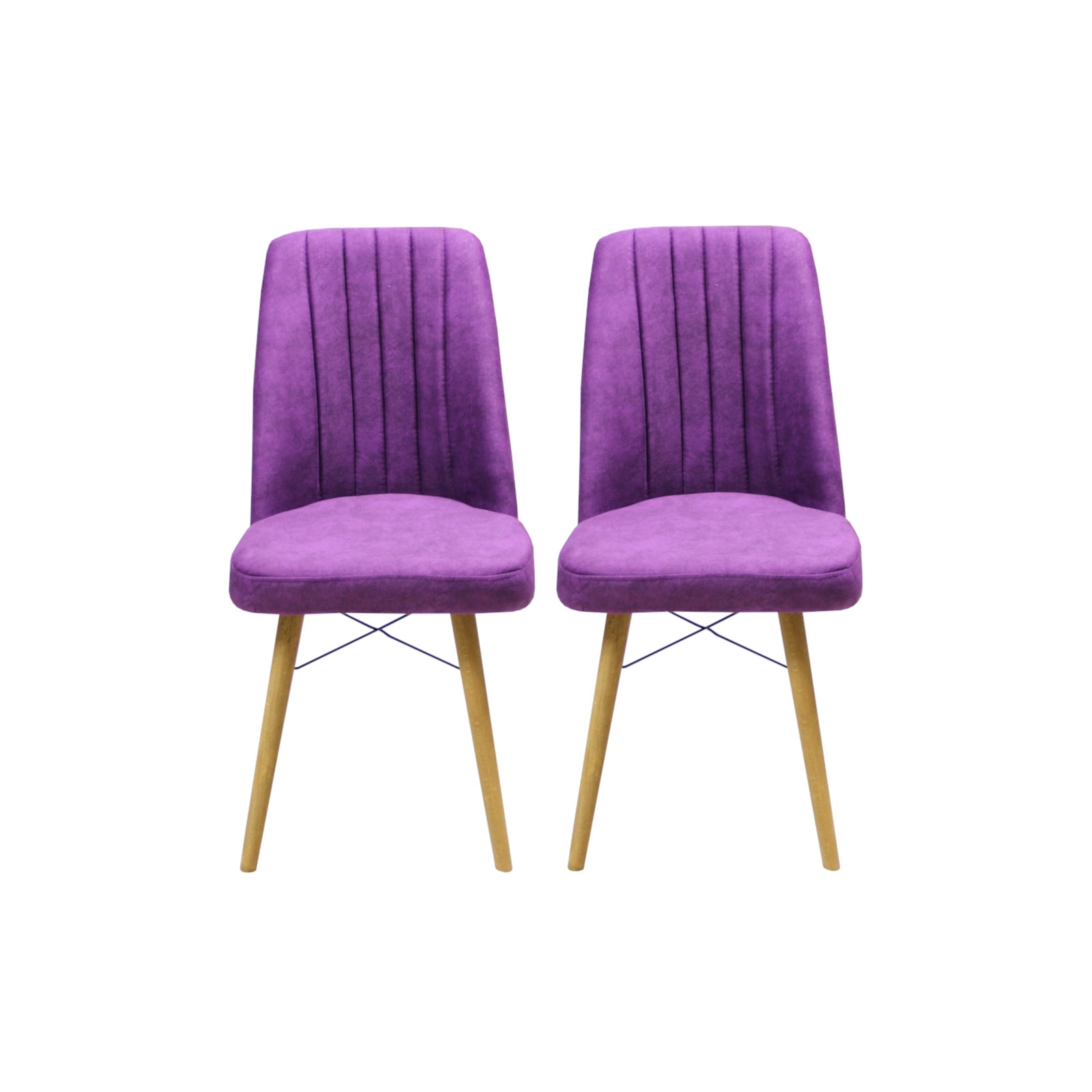 Set 4 scaune Atena, cadru din metal, picioare din lemn, tapiterie din ...