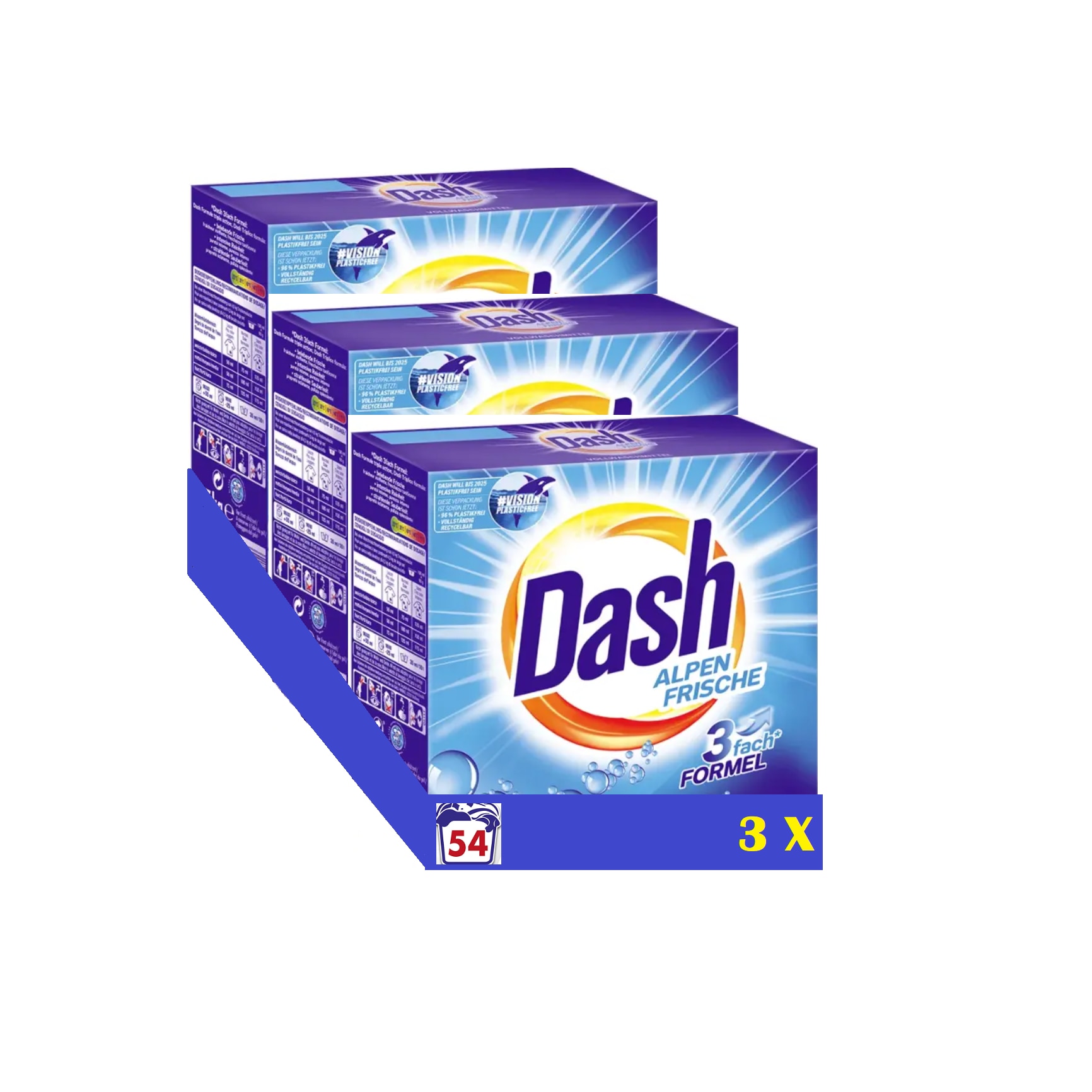 Set 3 x Detergent rufe automat Dash Alpin Frische, 1,17 kg, 54 spalari ...