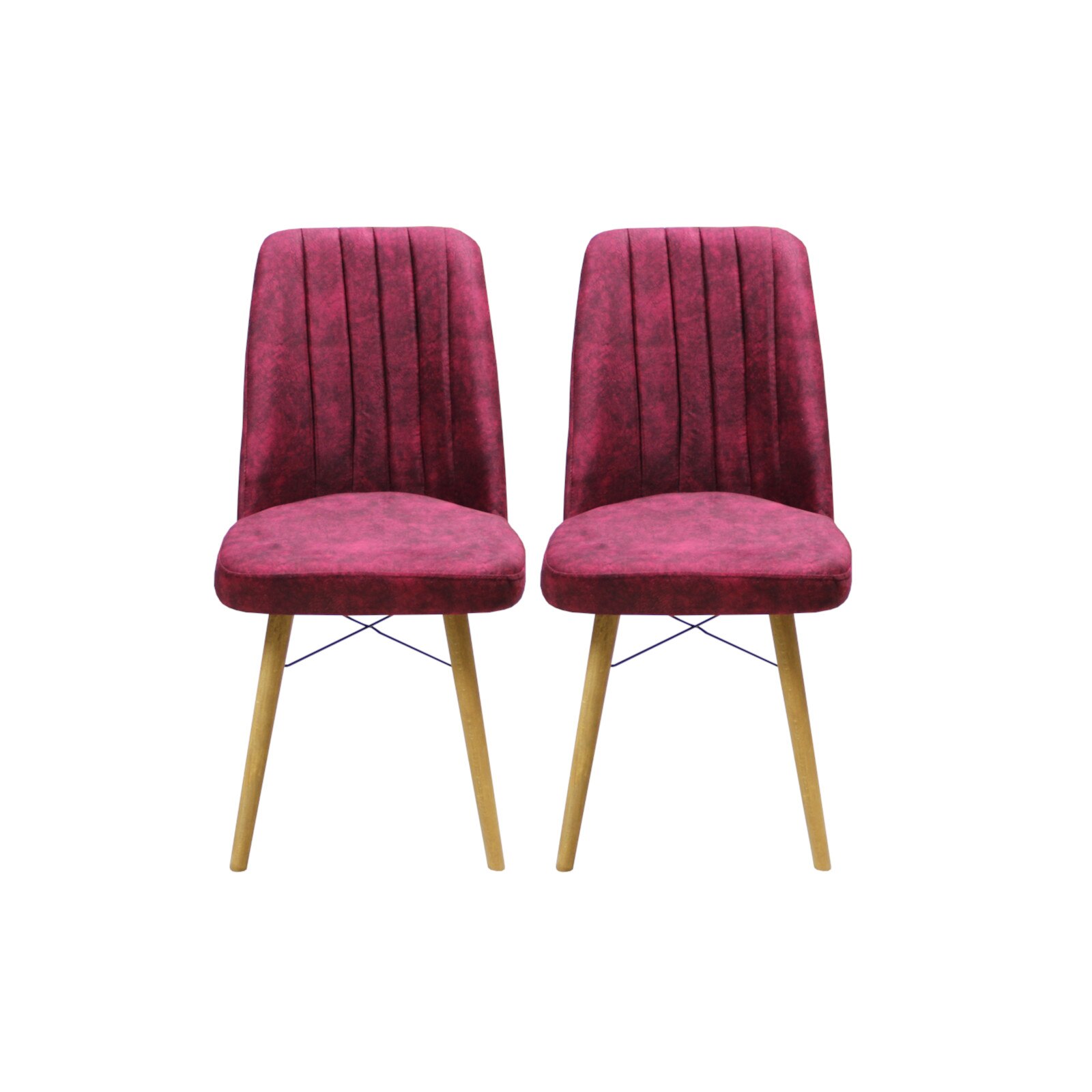 Set 6 scaune Atena, cadru din metal, picioare din lemn, tapiterie din ...