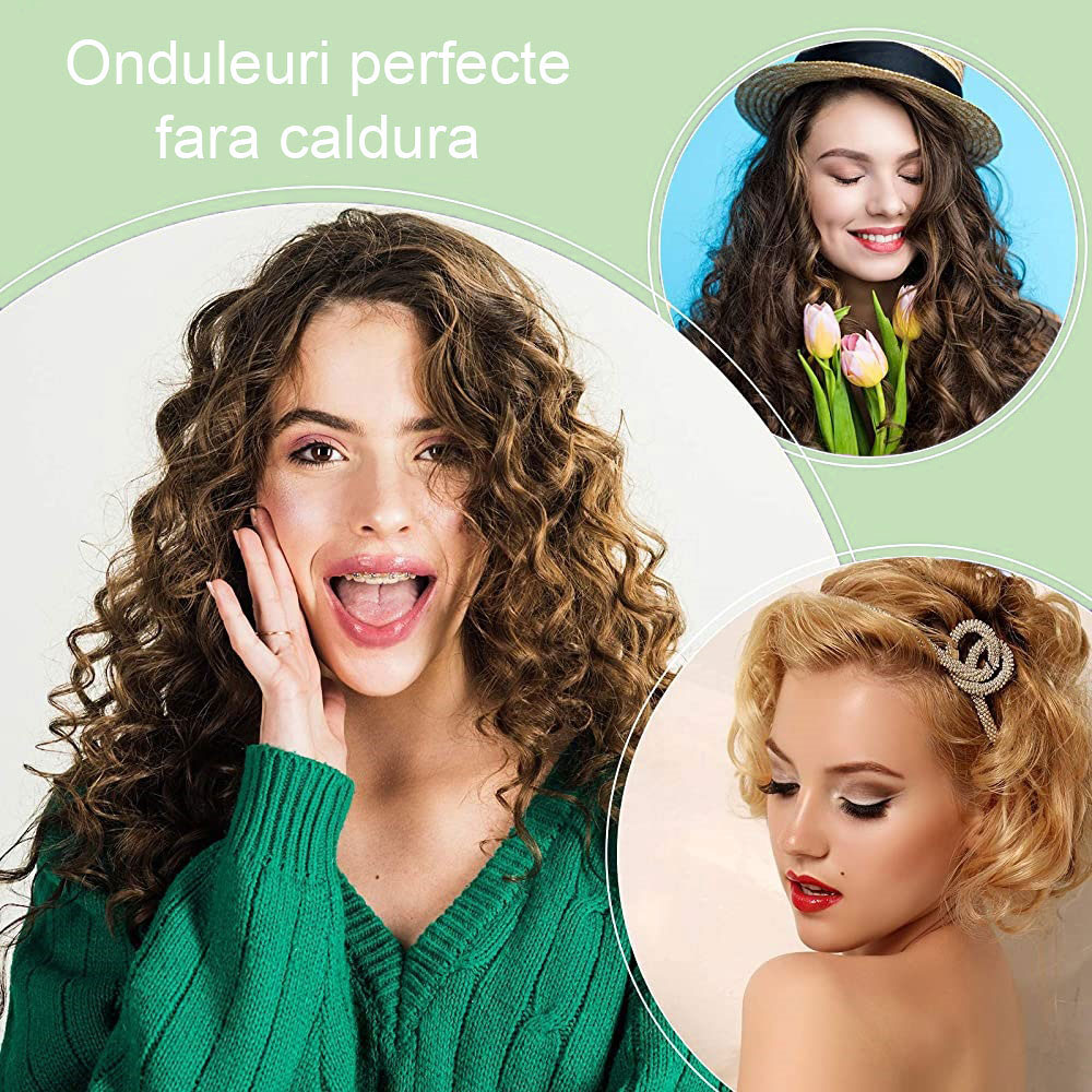 Set Bigudiuri Flexibile EDAR pentru Par, Turcoaz, 10 Bucati, Numarul 4 ...