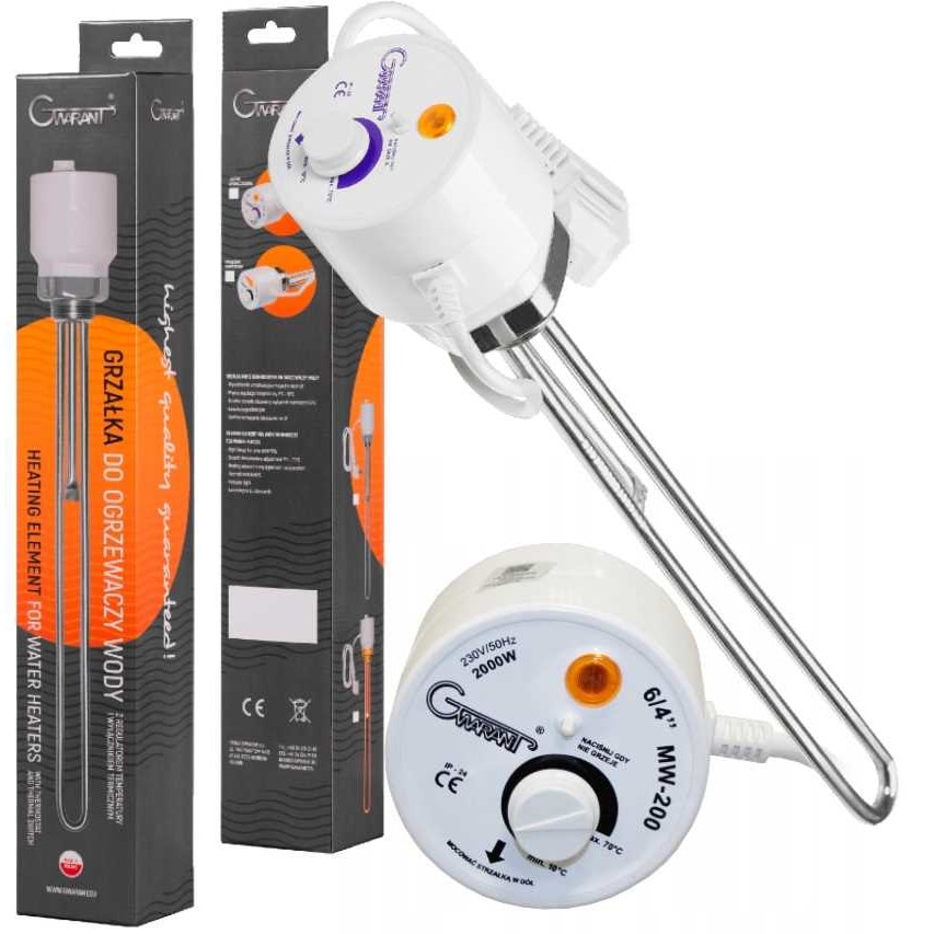 Rezistenta electrica boiler, Gwarant, Cupru, 2000W, 6/4", 60-120 l, Alb ...