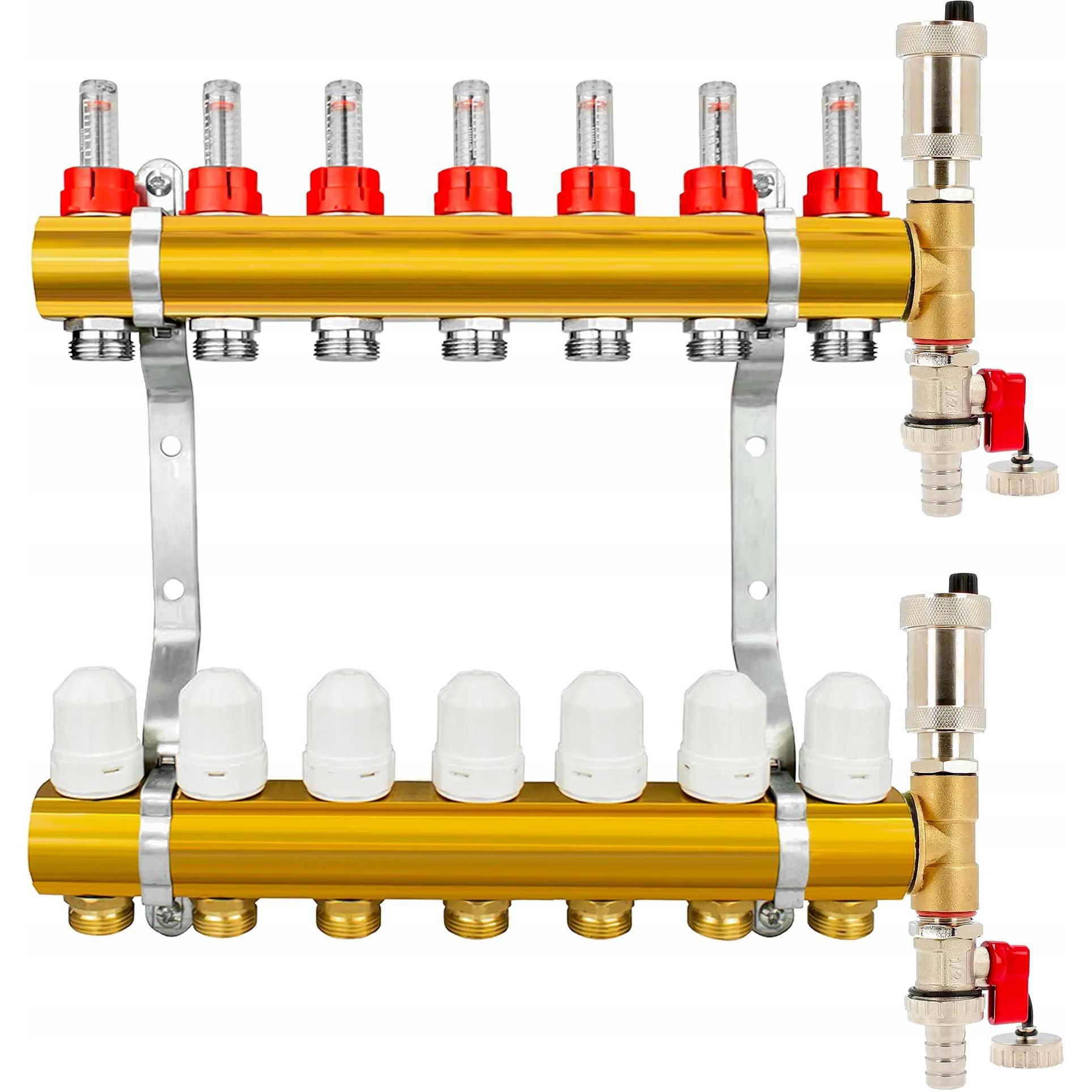 Distribuitor pentru incalzire prin pardoseala, DES, Cu 7 circuite ...