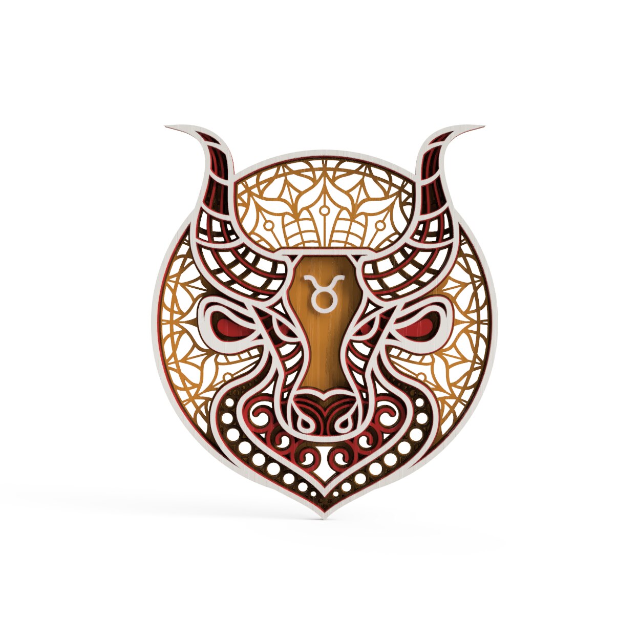 Semn zodiacal taur, aplica de perete mandala multistrat, 30x30 cm, lemn ...