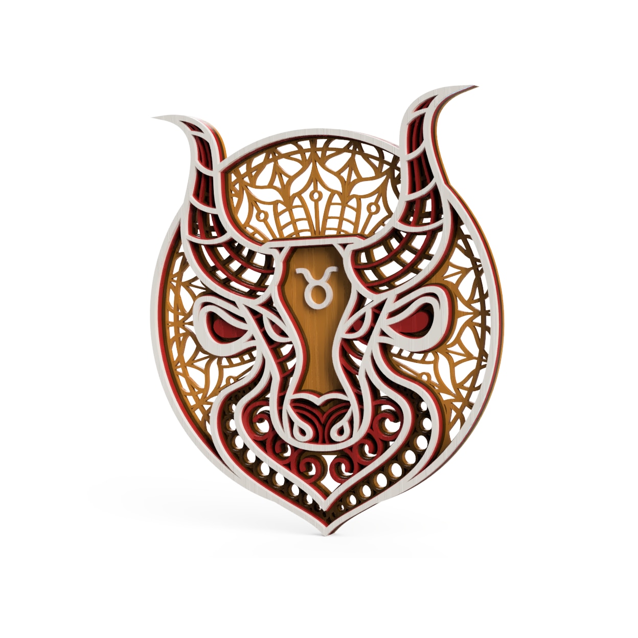 Semn zodiacal taur, aplica de perete mandala multistrat, 30x30 cm, lemn ...