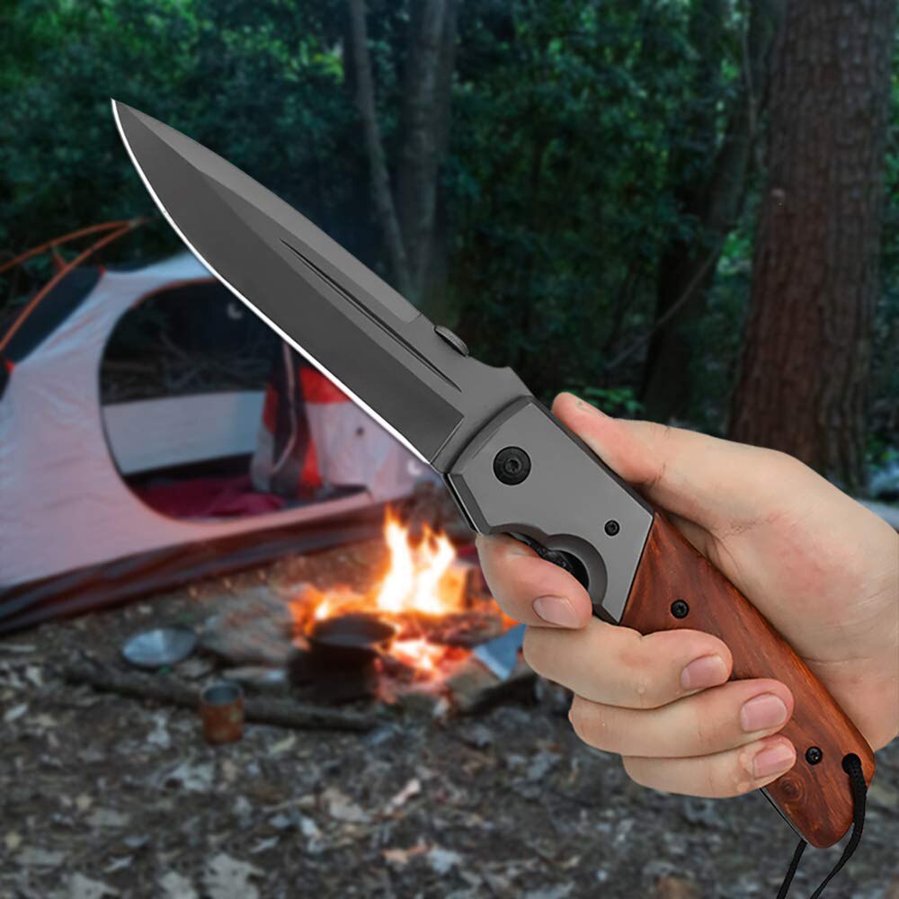 Cutit tactic de vanatoare, Zola®, pliabil, metal si lemn, lungimea ...