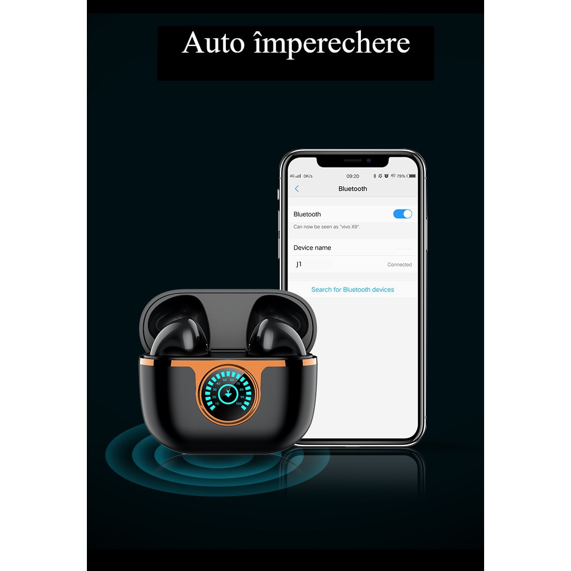 Casti audio wireless tip earbuds, Ultracreativ, Bluetooth 5.3, Control ...