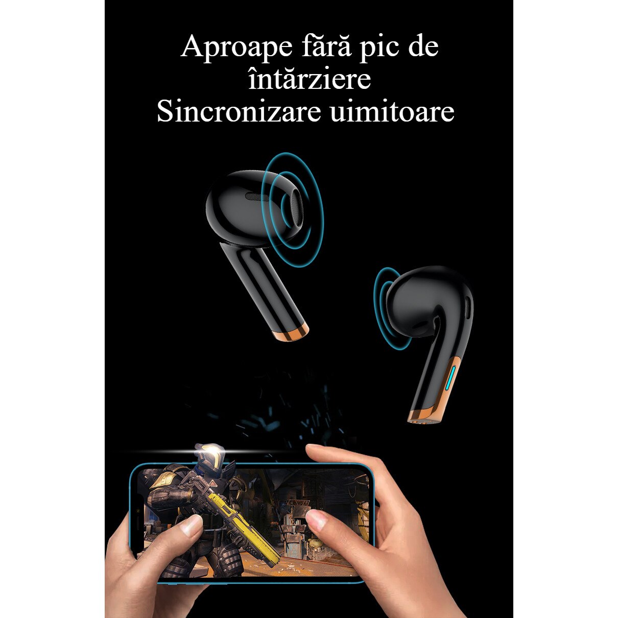 Casti audio wireless tip earbuds, Ultracreativ, Bluetooth 5.3, Control ...