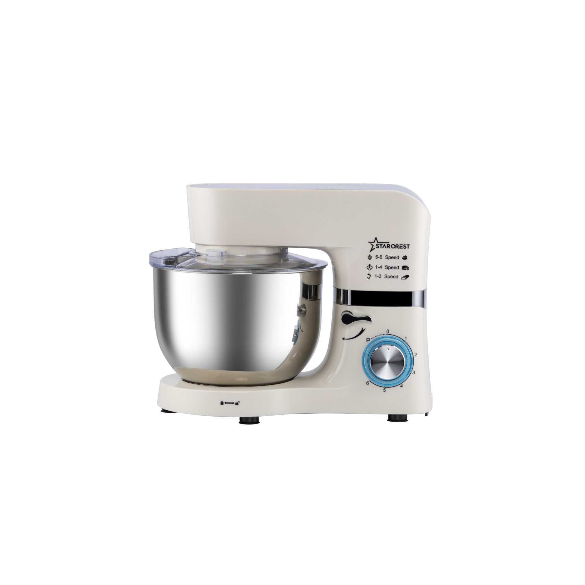 Robot de bucatarie STARCREST SKM-1500CR, 1500W, Bol 5.5 L Inox, 5 Accesorii, 6 Viteze -Pulse ...