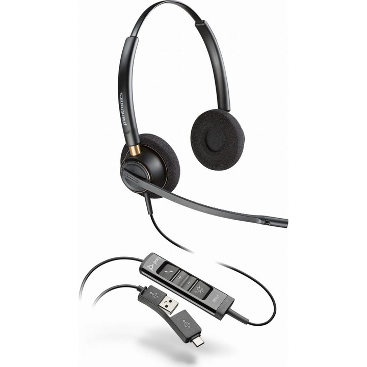 Casti Poly Encore Pro 525 cu microfon 218275-01, Negru - eMAG.ro