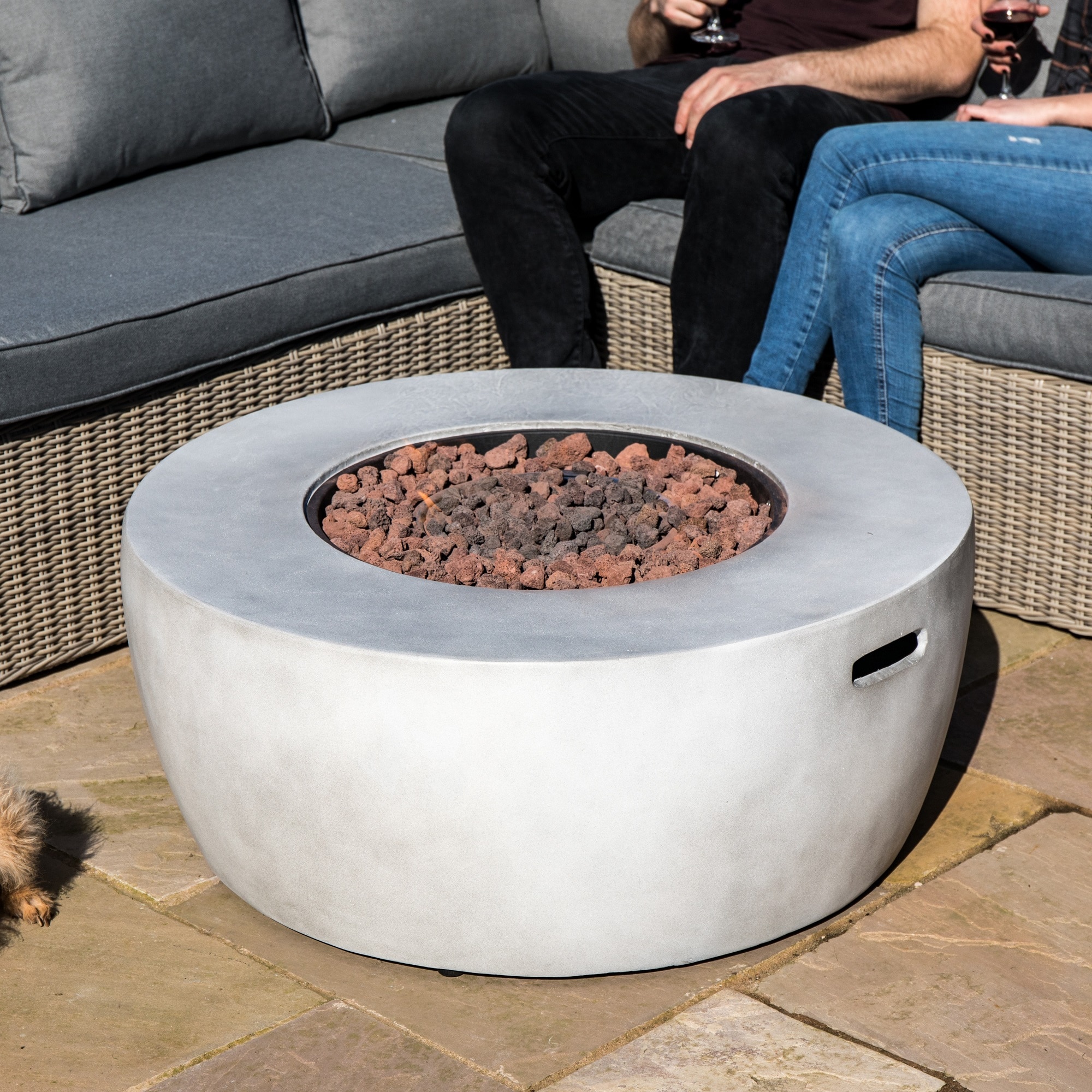 Vatra de foc rotunda cu gaz propan, Teamson Home, 92 X 90 X 38 - eMAG.ro