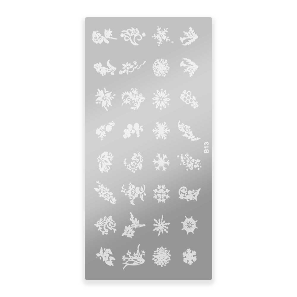 Placa stampile cu modele pentru unghii, Molly Lac, Metal, Argintiu ...