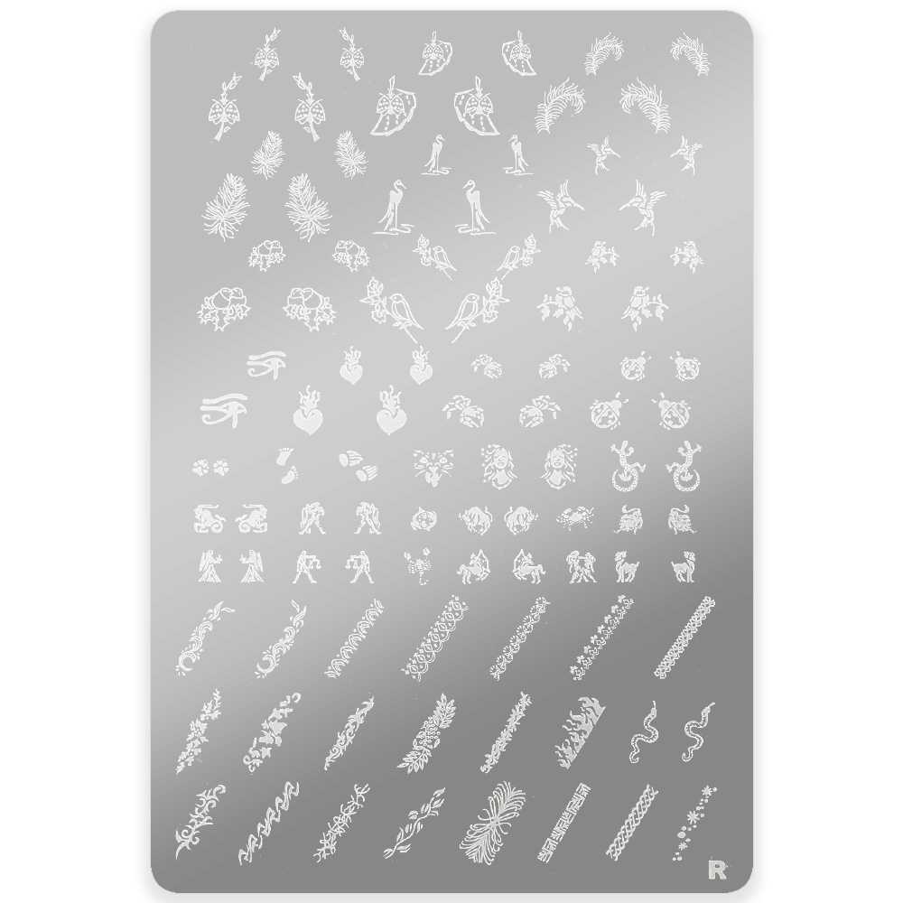 Placa stampile cu modele pentru unghii, Molly Lac, Metal, Marimea L ...