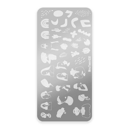 Placa stampile cu modele pentru unghii, Molly Lac, Metal, Argintiu ...