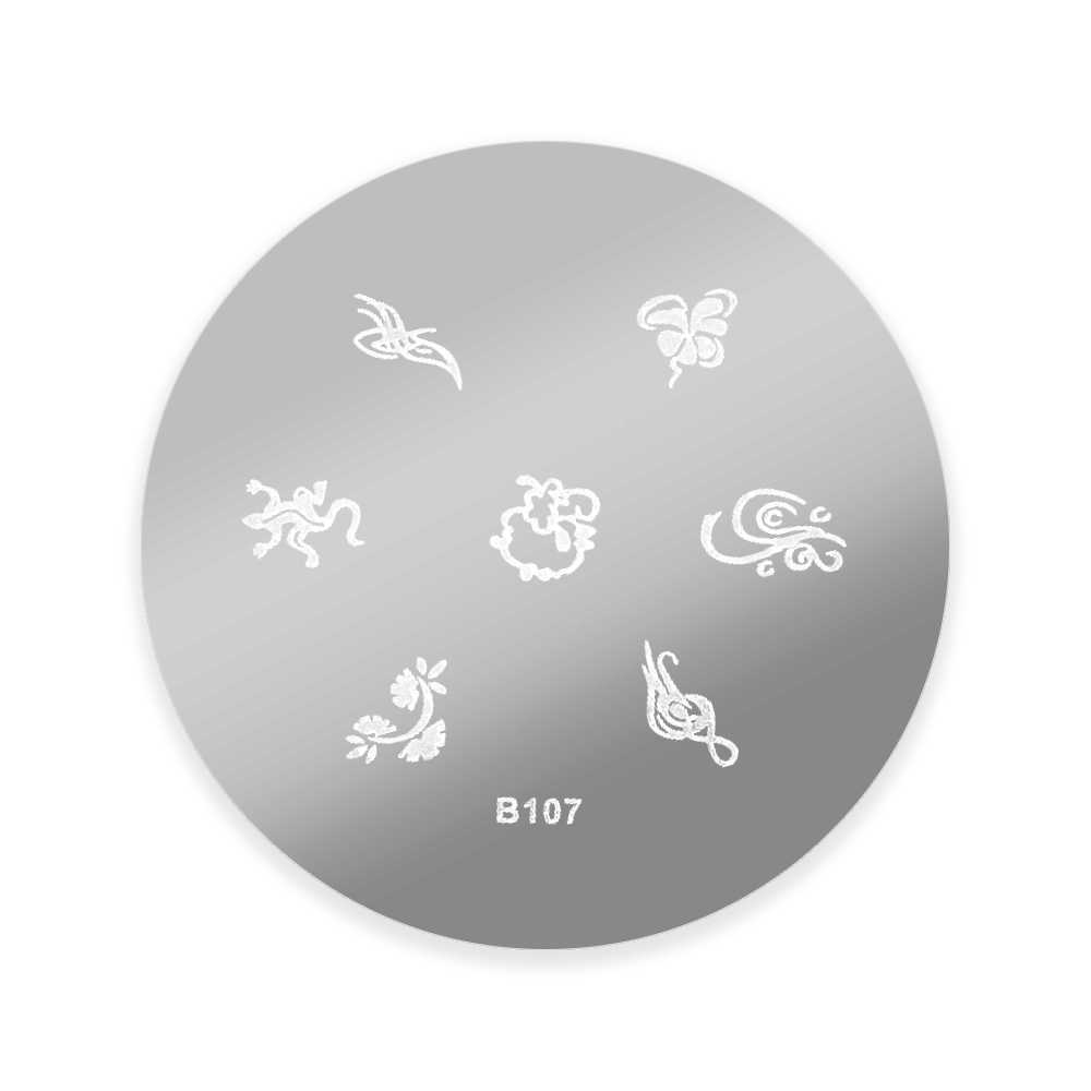 Placa stampile cu modele pentru unghii, Molly Lac, Metal, Argintiu ...