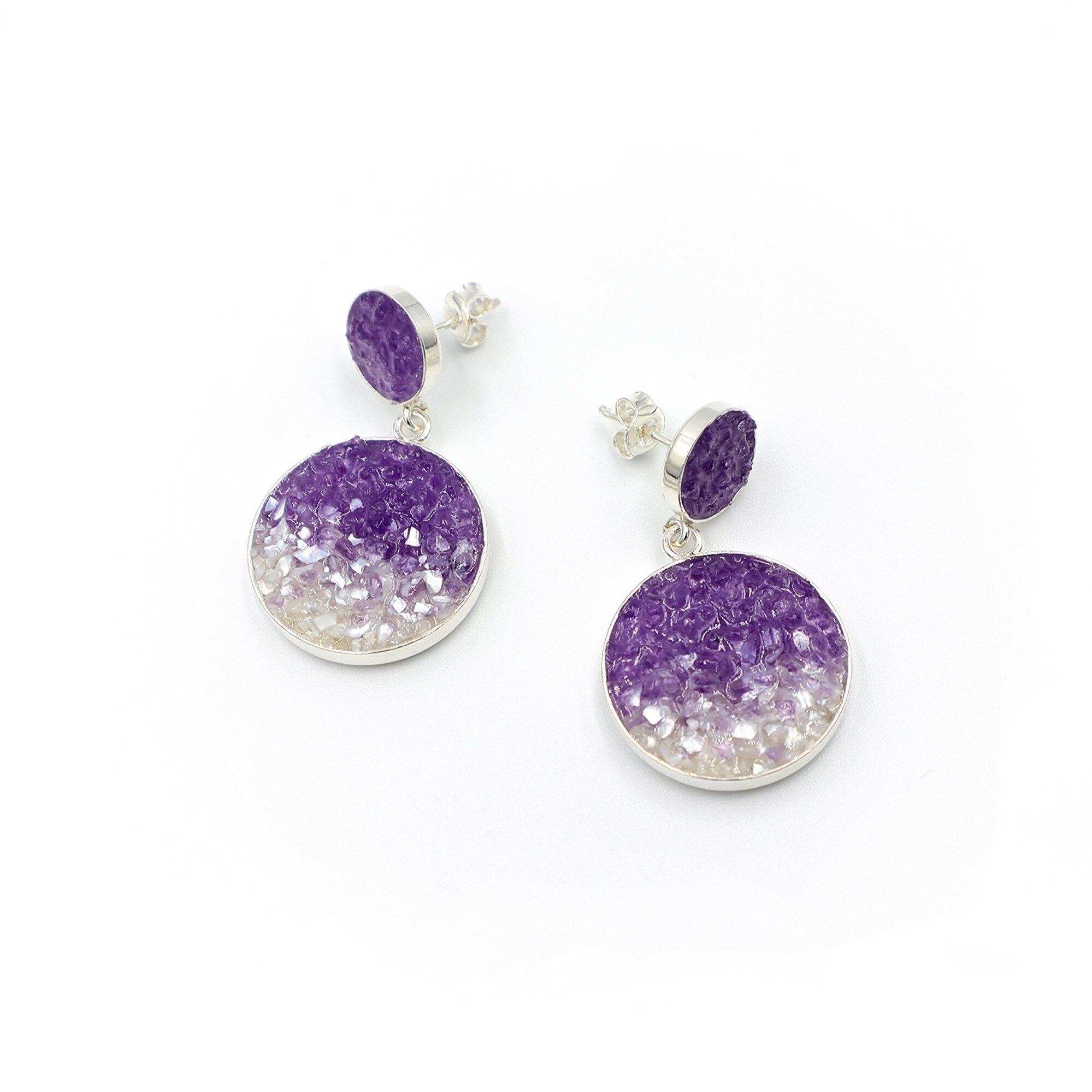 Cercei Argint 925 Ametist Perle, 3.8cm - eMAG.ro