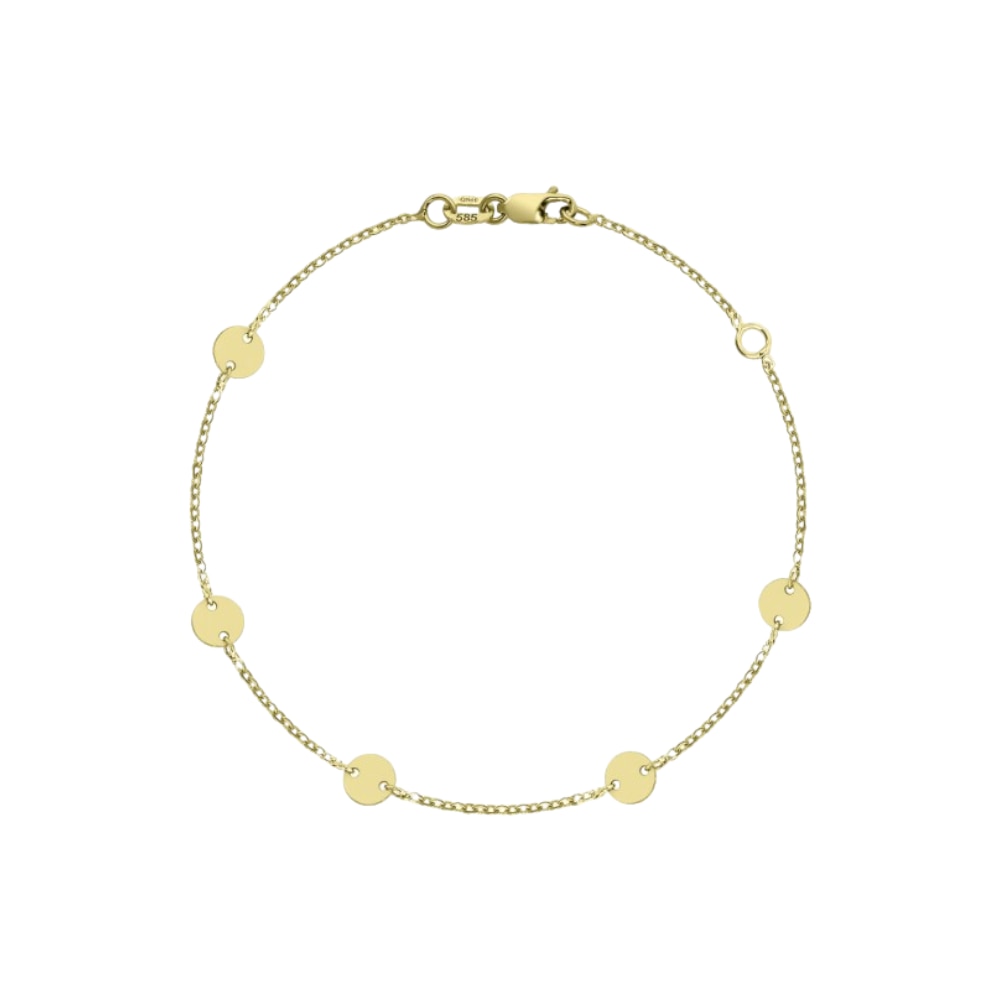 Bratara Aur 14k - Lantisor 18,5 cm cu Banuti 5 mm - eMAG.ro