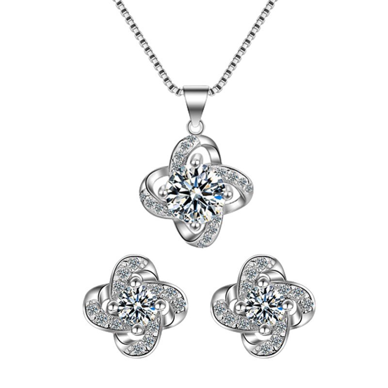 Set de bijuterii Clover pentru femei, zircon, argint S925, 2 buc - eMAG.ro