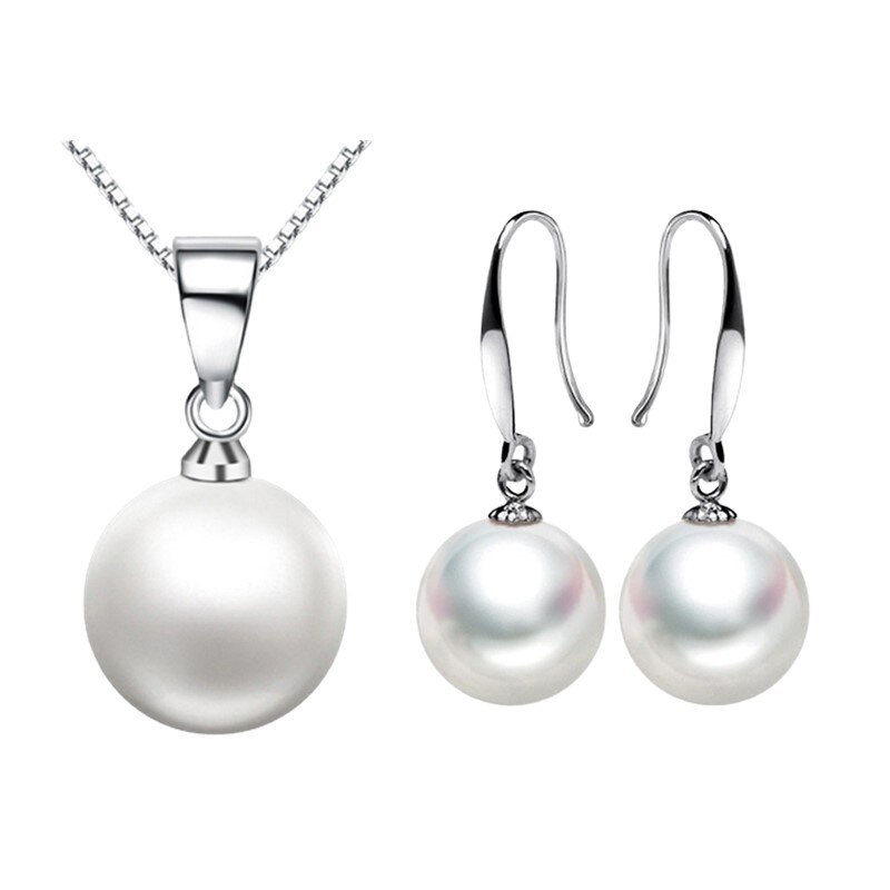 Set de bijuterii pentru dama Pearl, argint S925, alb, 10 mm - eMAG.ro