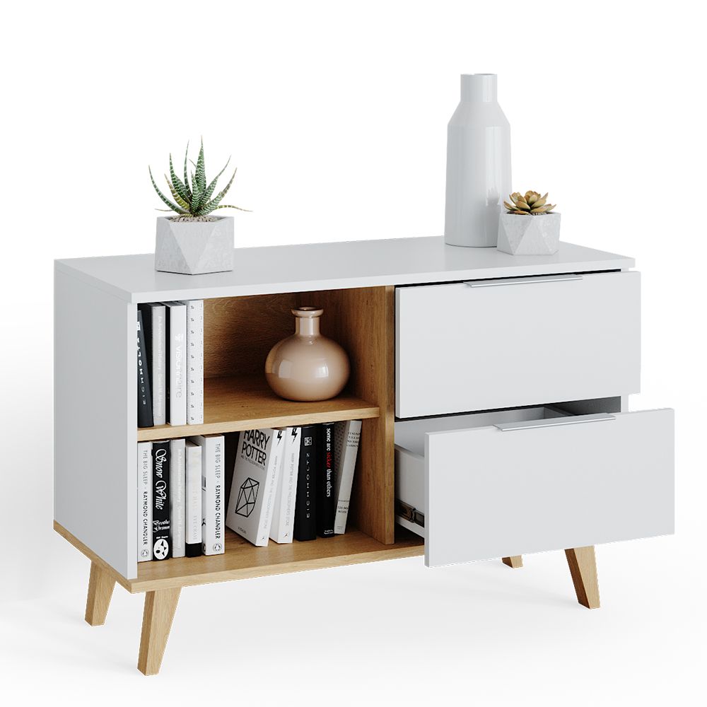 Vicco Neptun komód, 90 cm, fehér/tölgy - eMAG.hu