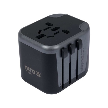 Adaptor de calatorie, Yato, Aluminiu, 2XUSB, 12W, Negru - eMAG.ro