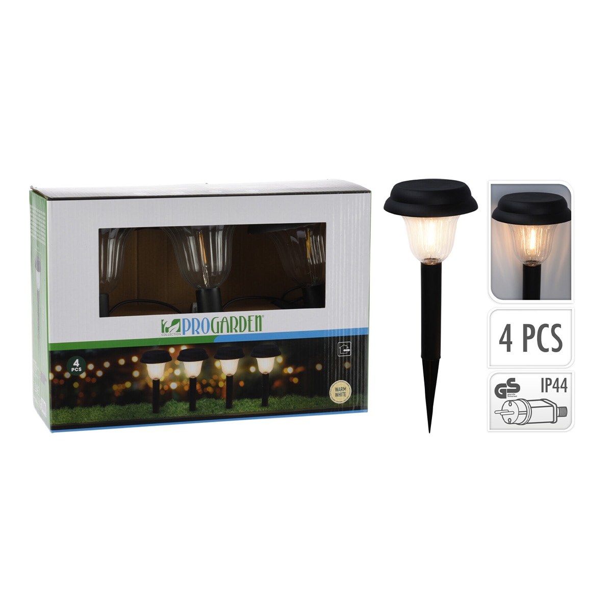Set 4 lampi solare de gradina, LED, IP44, 16x45 cm - eMAG.ro