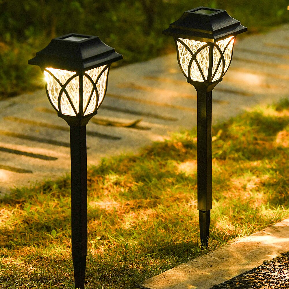 Set 4x Lampa solara de gradina, iluminare LED, Rezistent la apa IP65 ...