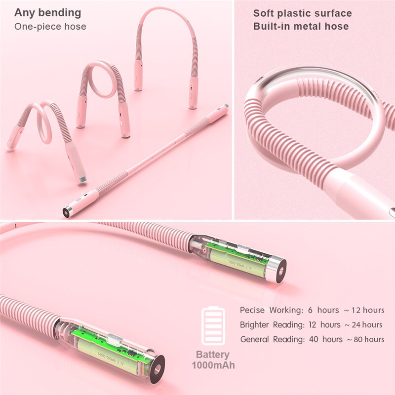Lampa pentru citit cu pozitionare pe gat, Flexibila, Multifunctionala ...