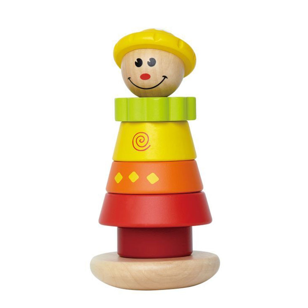 Turn din cercuri de stivuit pentru educatia timpurie, lemn, Clovn, 18 ...