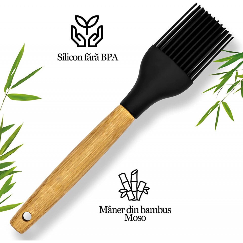 Pensula de patiserie Bambua, 100% fara BPA si rezistenta la caldura ...