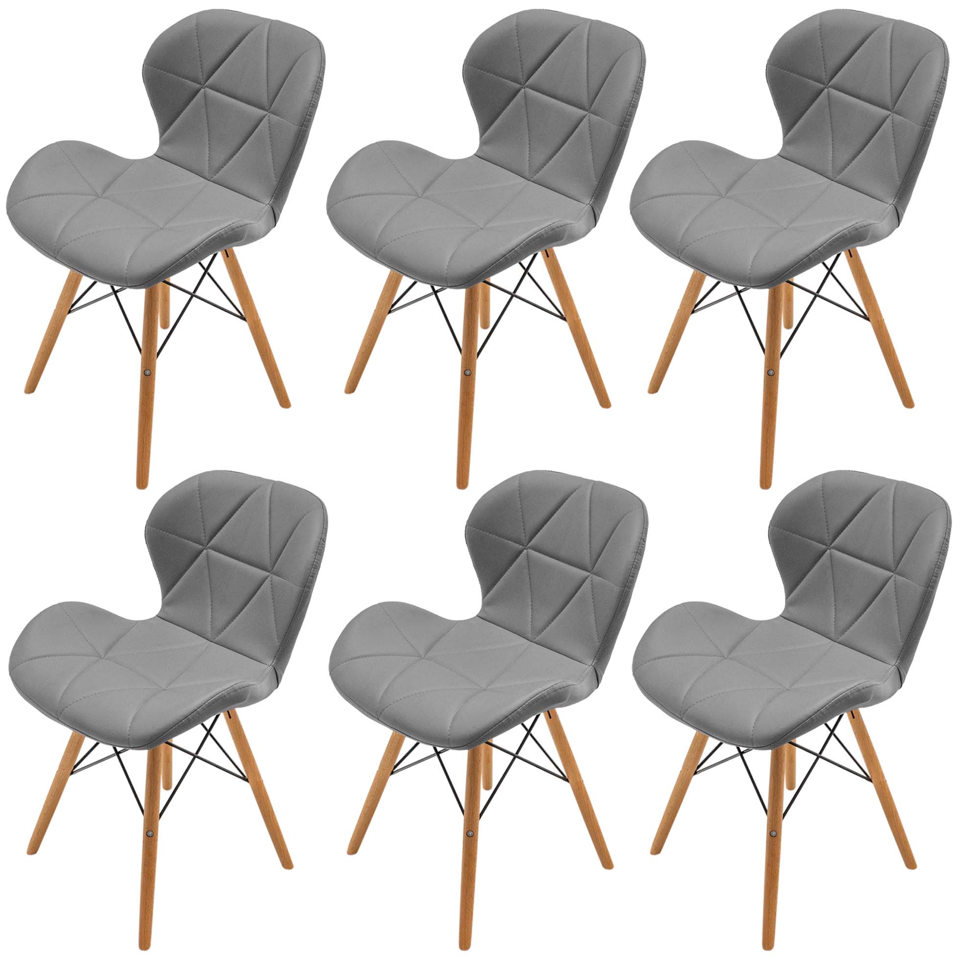 Set 6 scaune DENVER Oslo, gri, model scandinav, sezut tip scoica ...