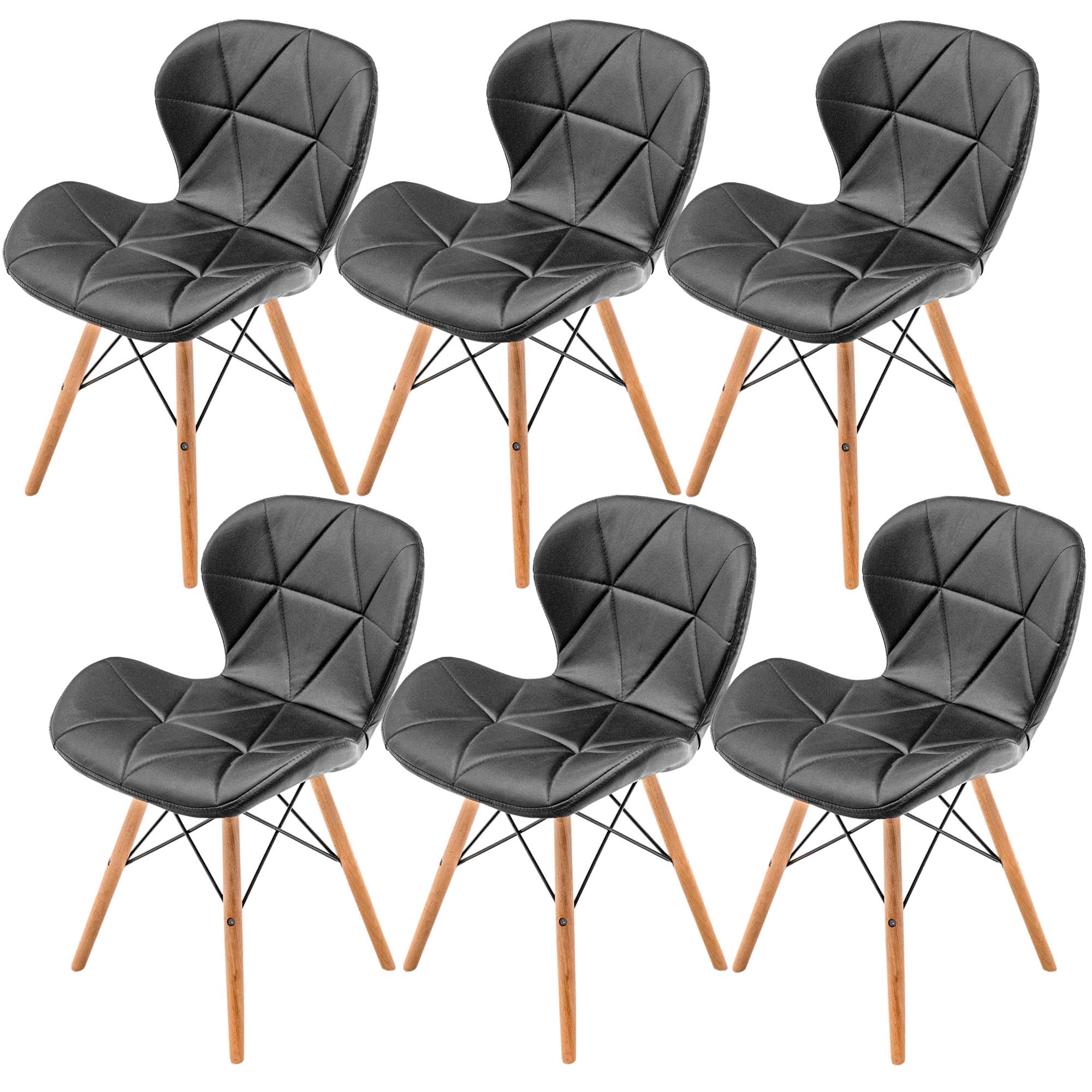 Set 6 scaune DENVER Oslo, negru, model scandinav, sezut tip scoica ...