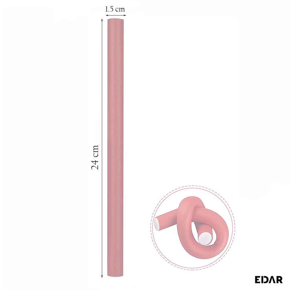 Set Bigudiuri Flexibile EDAR pentru Par, Roz Pal, 10 Bucati, Numarul 3 ...