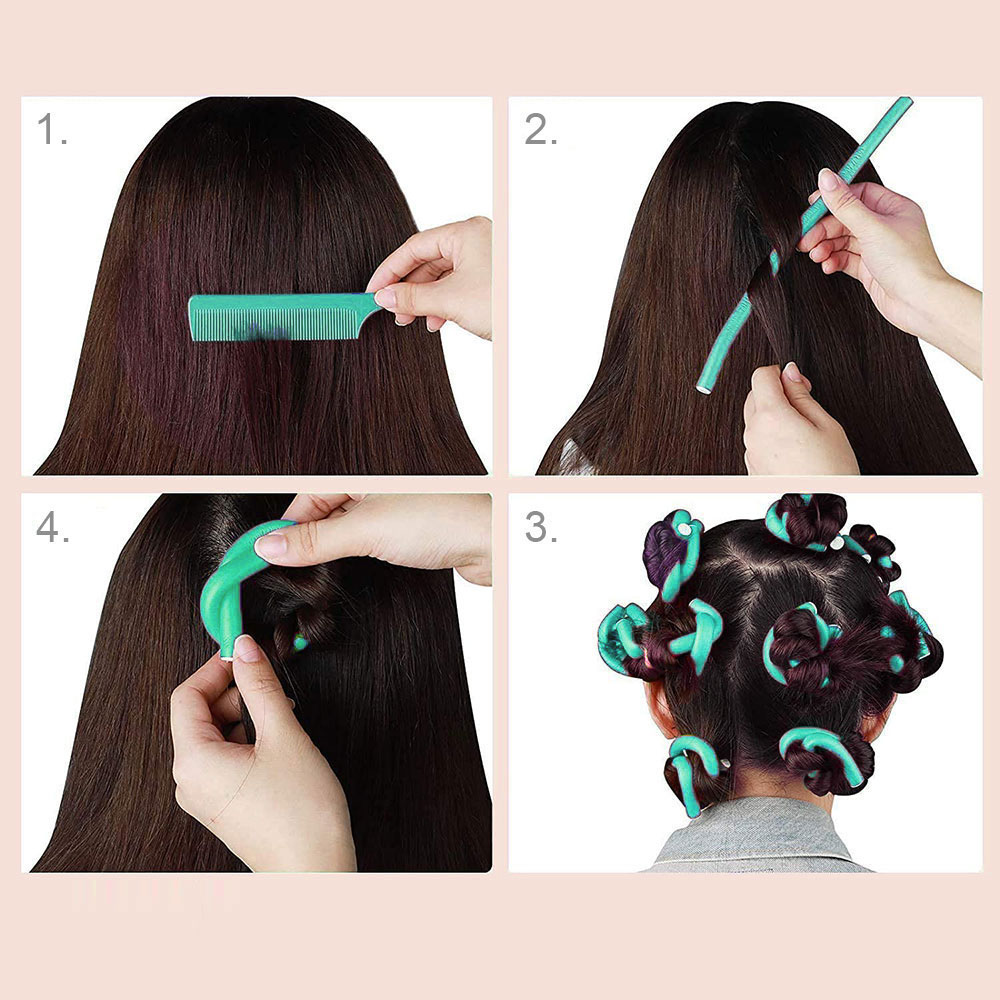 Set Bigudiuri Flexibile EDAR pentru Par, Turcoaz, 10 Bucati, Numarul 2 ...