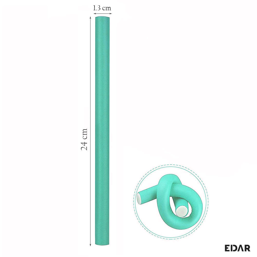 Set Bigudiuri Flexibile EDAR pentru Par, Turcoaz, 10 Bucati, Numarul 4 ...