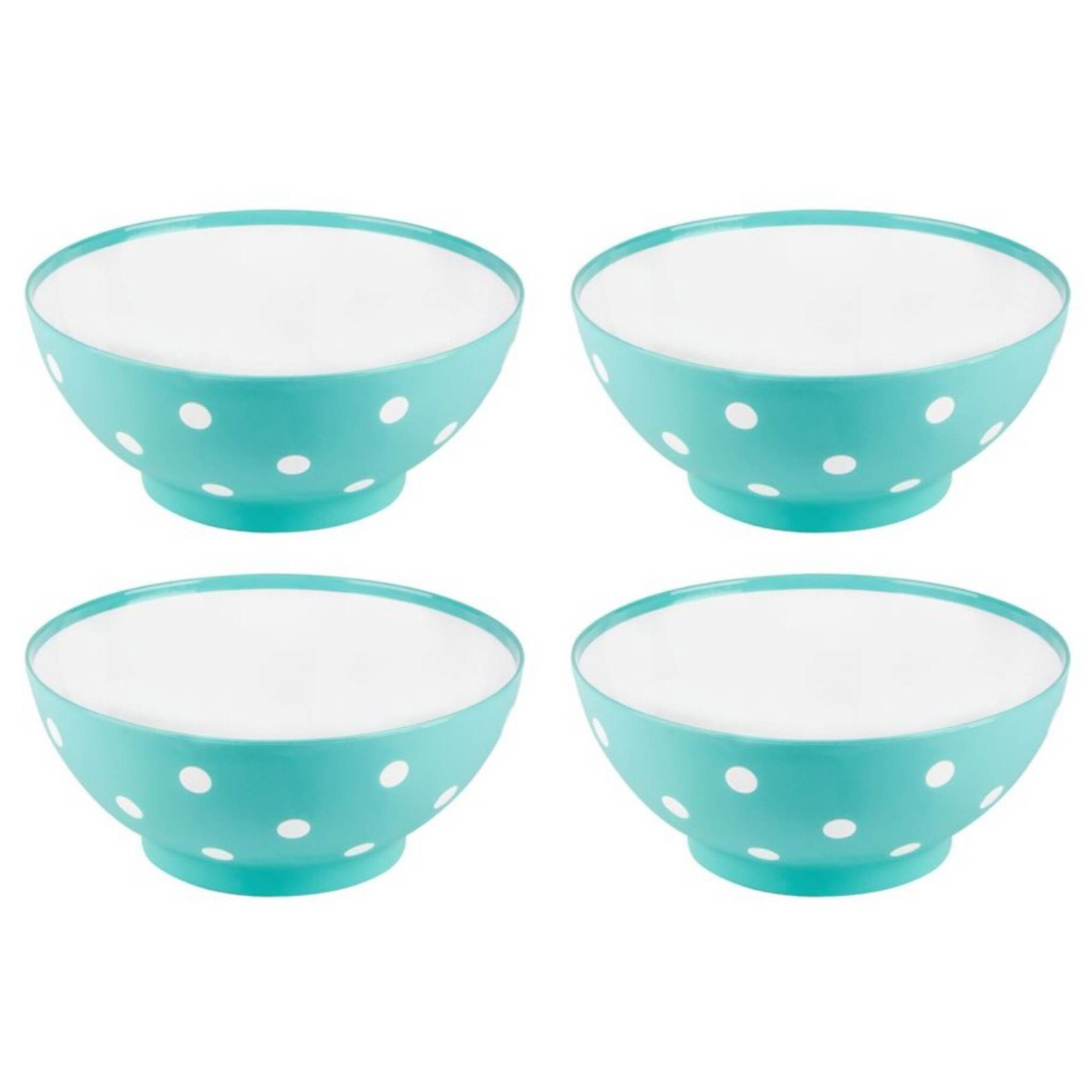Set boluri pentru mancare, albastru pal cu buline albe, 4 bucati ...