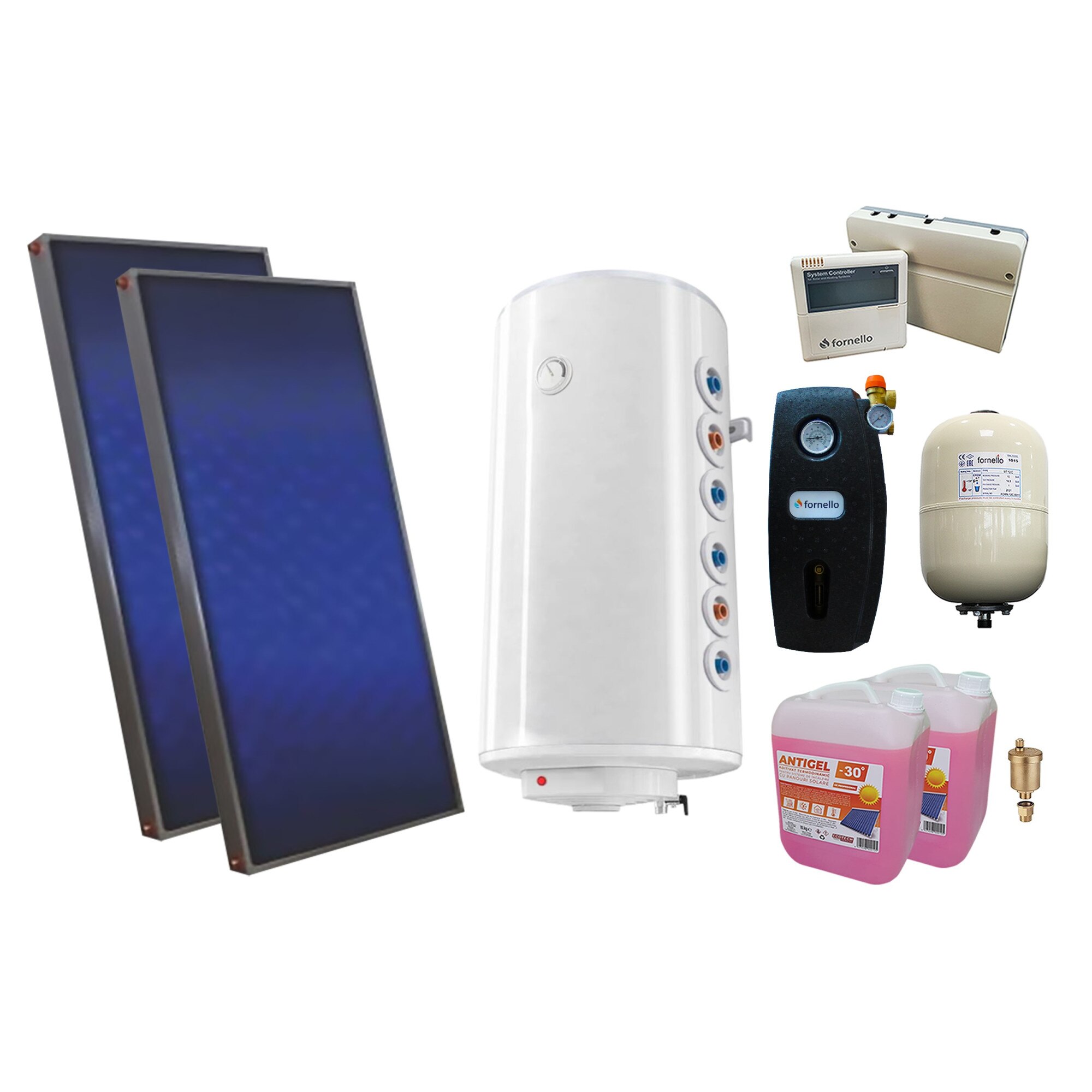 Set sistem solar presurizat, 2 x panou Sunsystem PК SL FP 2.0, Boiler 2 serpentine 150 litri ...