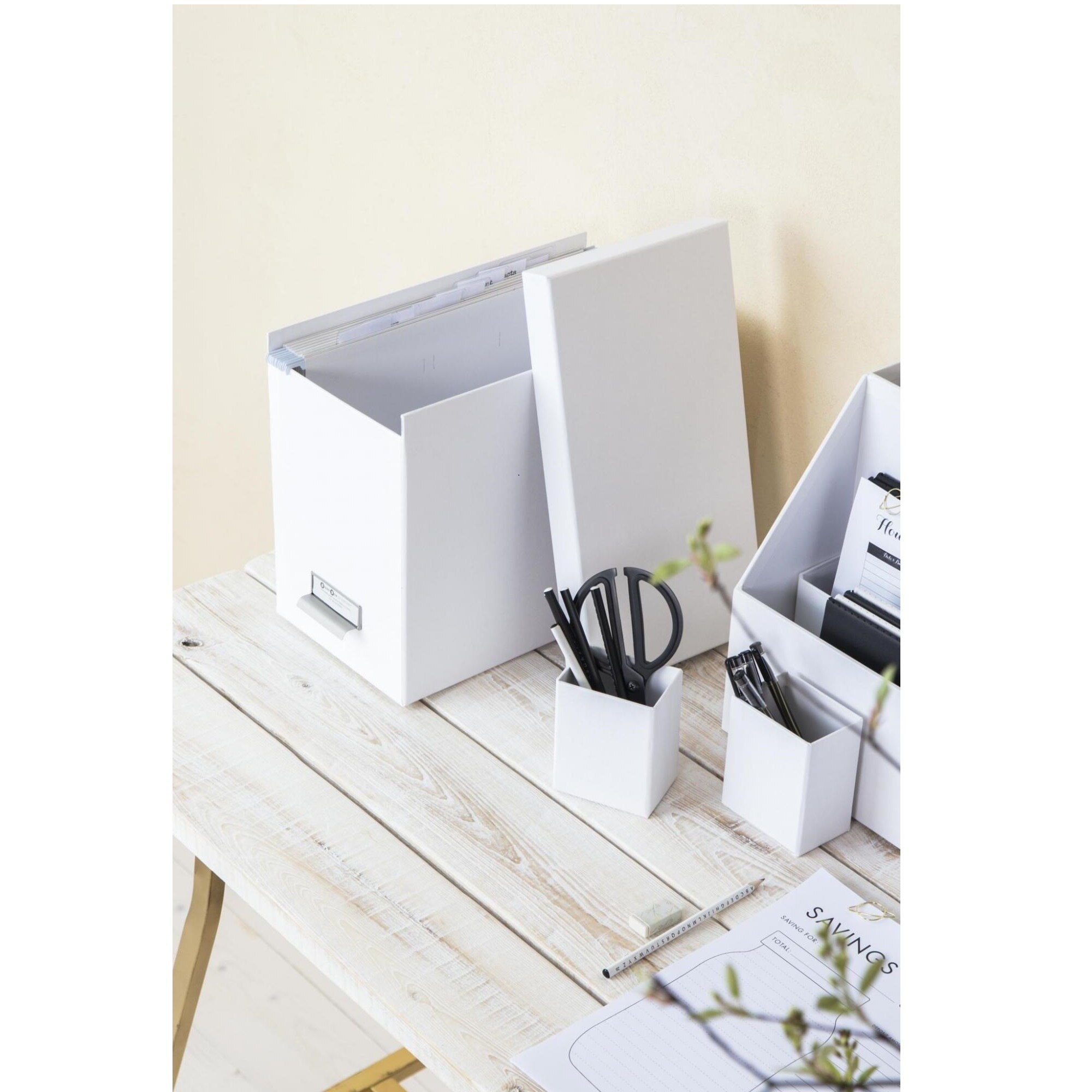 Cutie organizare documente cu 8 fisiere, Johan, alb, 18,5 x 35 x 26.5 ...