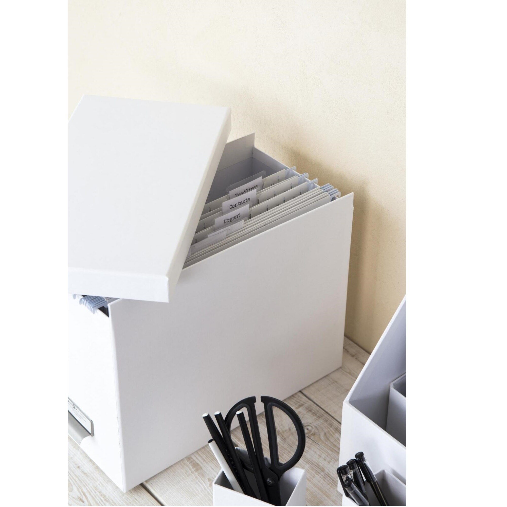 Cutie organizare documente cu 8 fisiere, Johan, alb, 18,5 x 35 x 26.5 ...