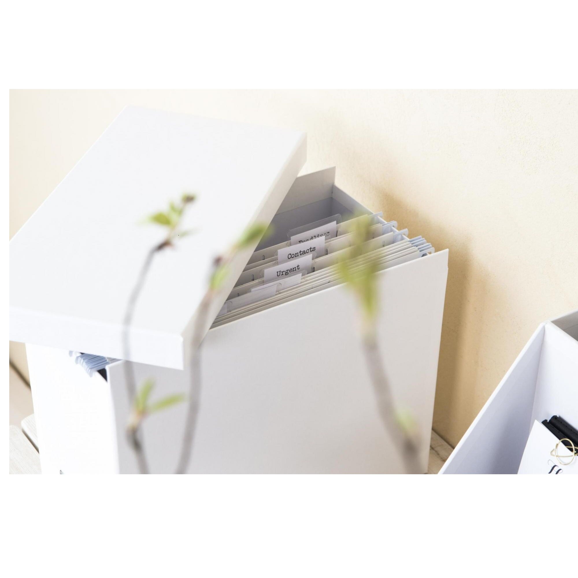 Cutie organizare documente cu 8 fisiere, Johan, alb, 18,5 x 35 x 26.5 ...