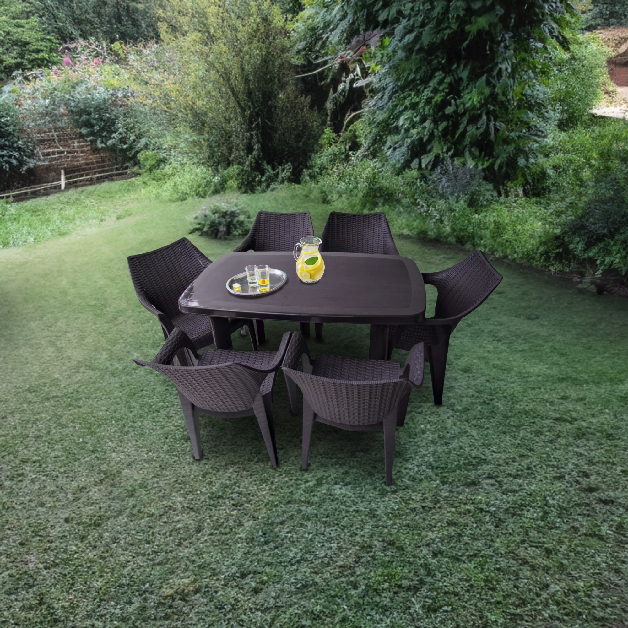 Set Masa cu 6 Scaune de Gradina, Terasa, idealSTORE, Plastic de Inalta ...