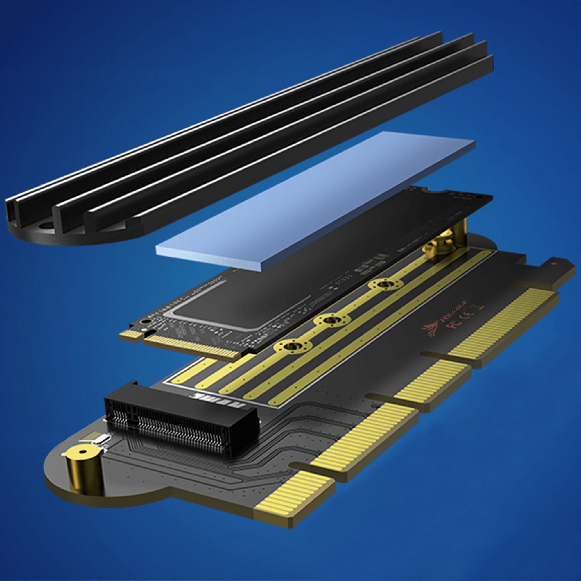 Adaptor M.2 SSD PCIe x16 x8 x4 cu radiator din aluminiu si placa ...