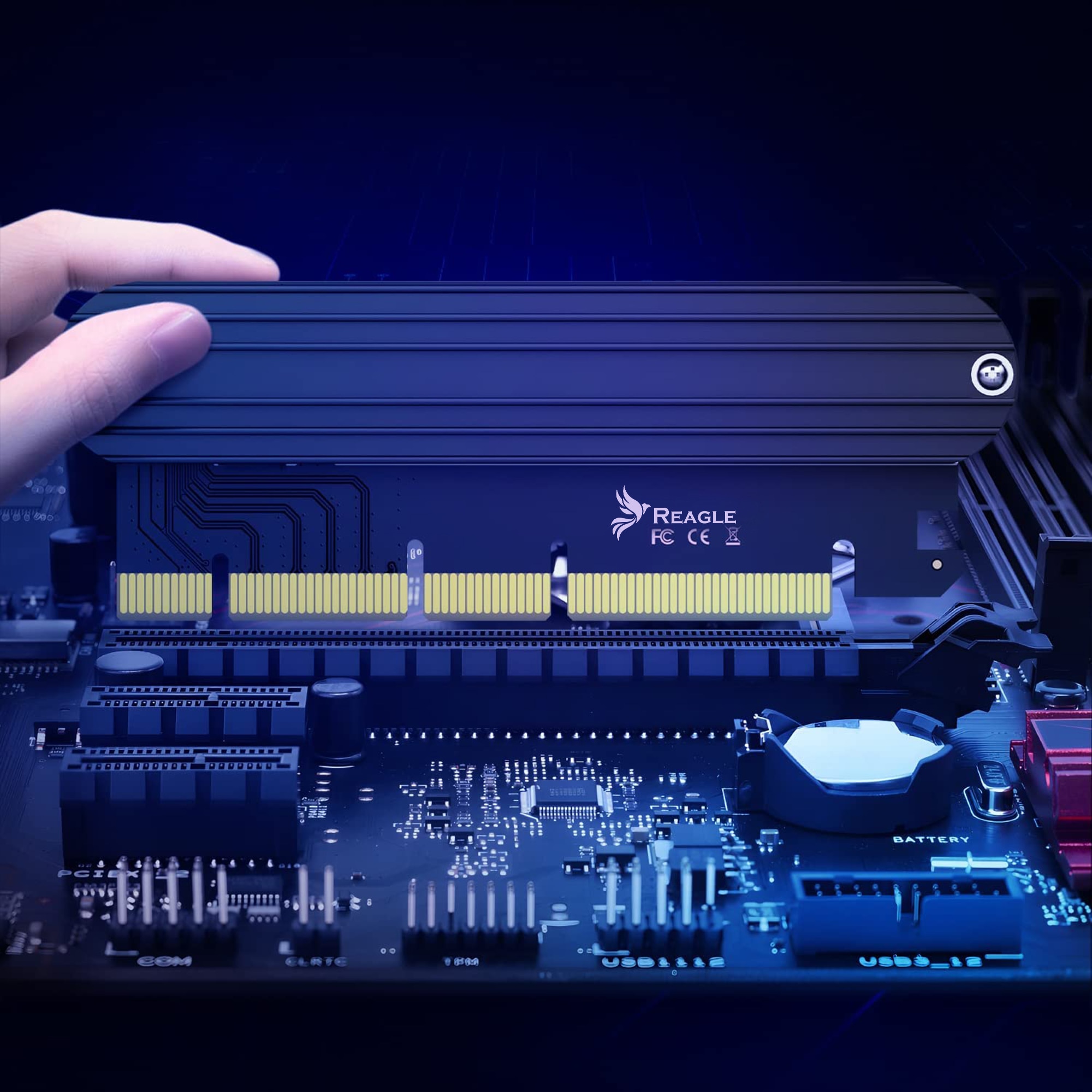 Adaptor M.2 SSD PCIe x16 x8 x4 cu radiator din aluminiu si placa ...