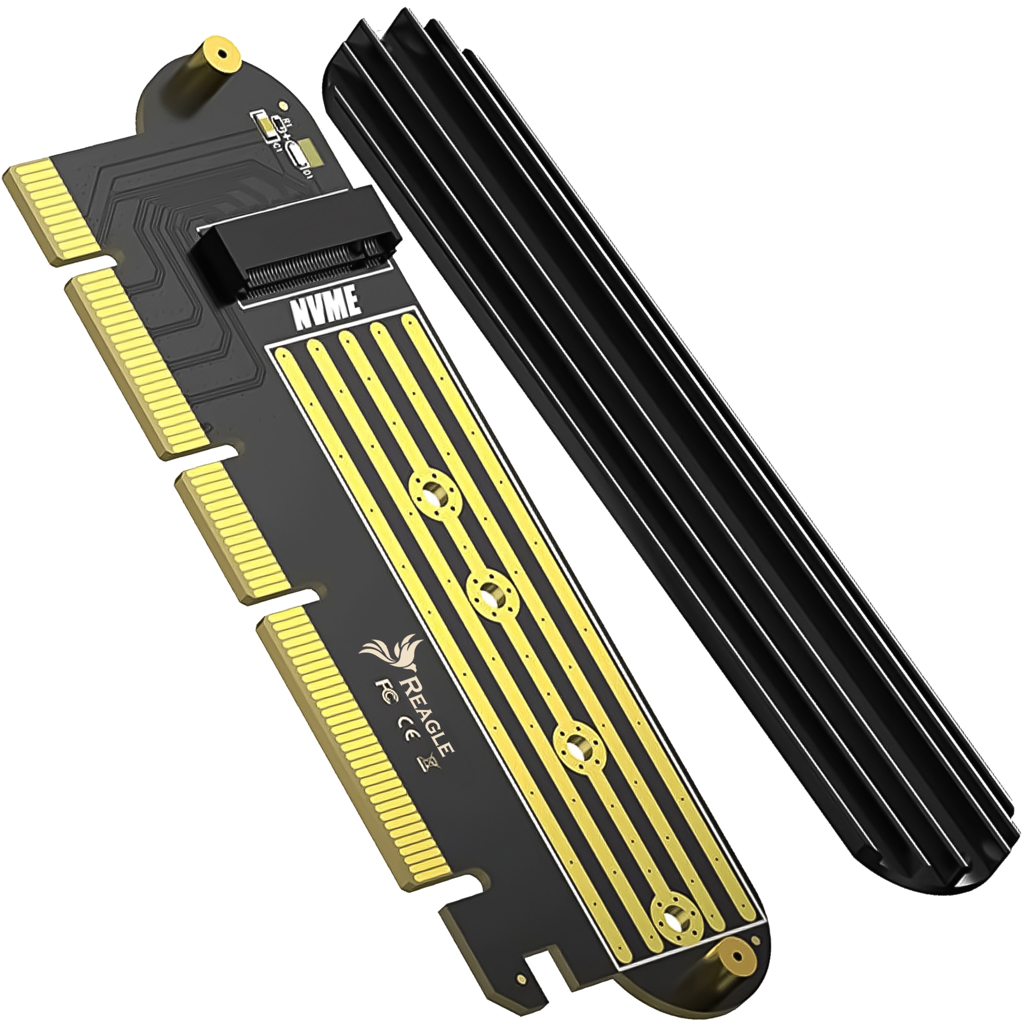 Adaptor M.2 SSD PCIe x16 x8 x4 cu radiator din aluminiu si placa ...