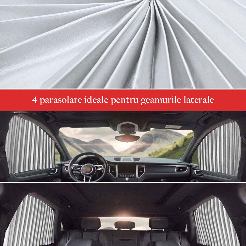 Set 4 x Parasolar Auto Retractabil SIKS, Geamuri Laterale Fata - Spate ...