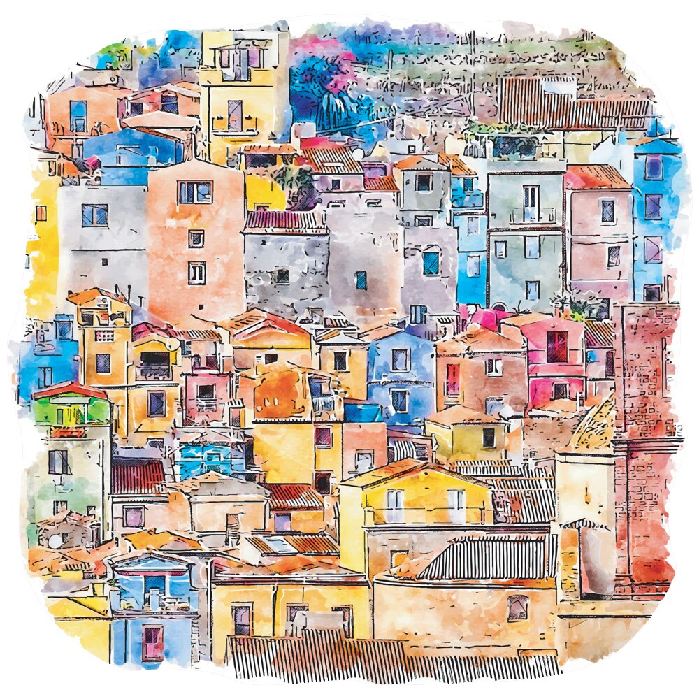 Sticker de perete - Oras italian colorat - eMAG.ro