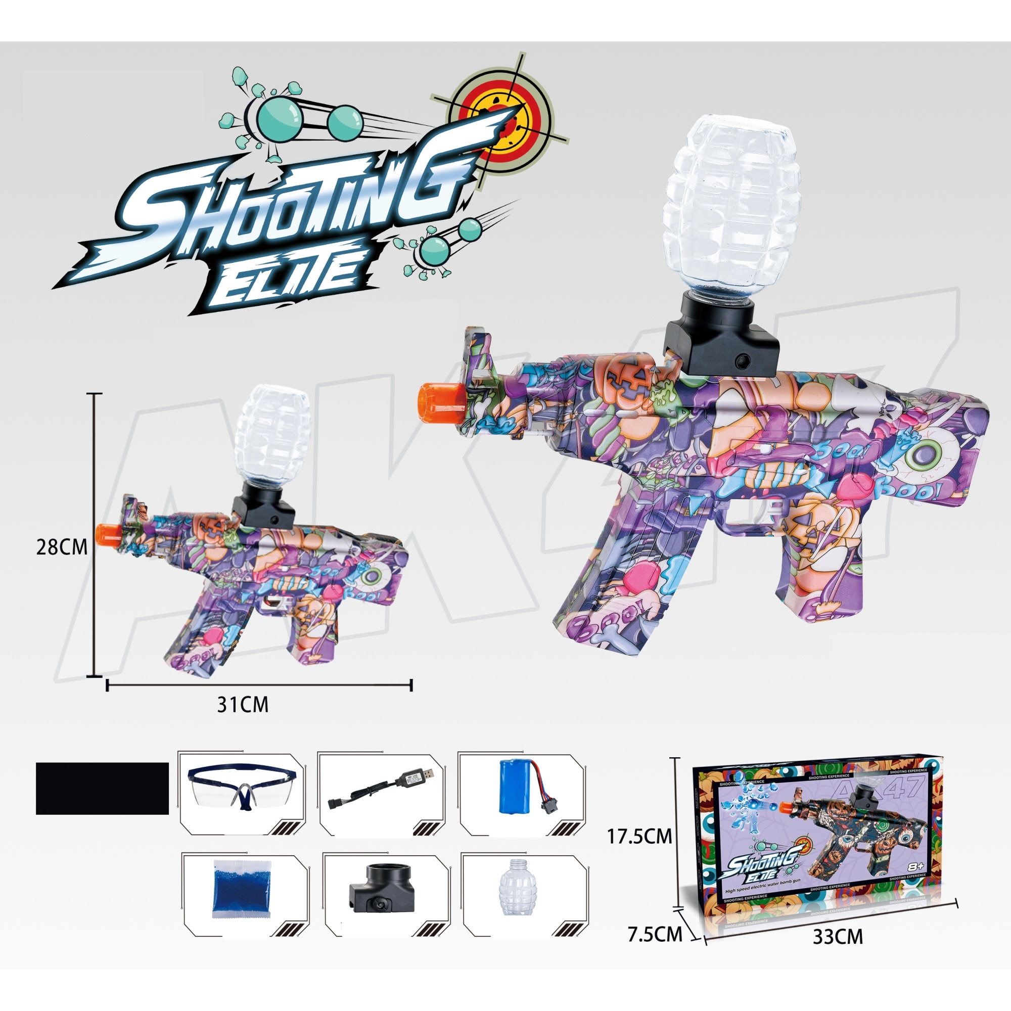 Mitraliera de jucarie electrica Flippy cu bile de hidrogen de gel, gun ...