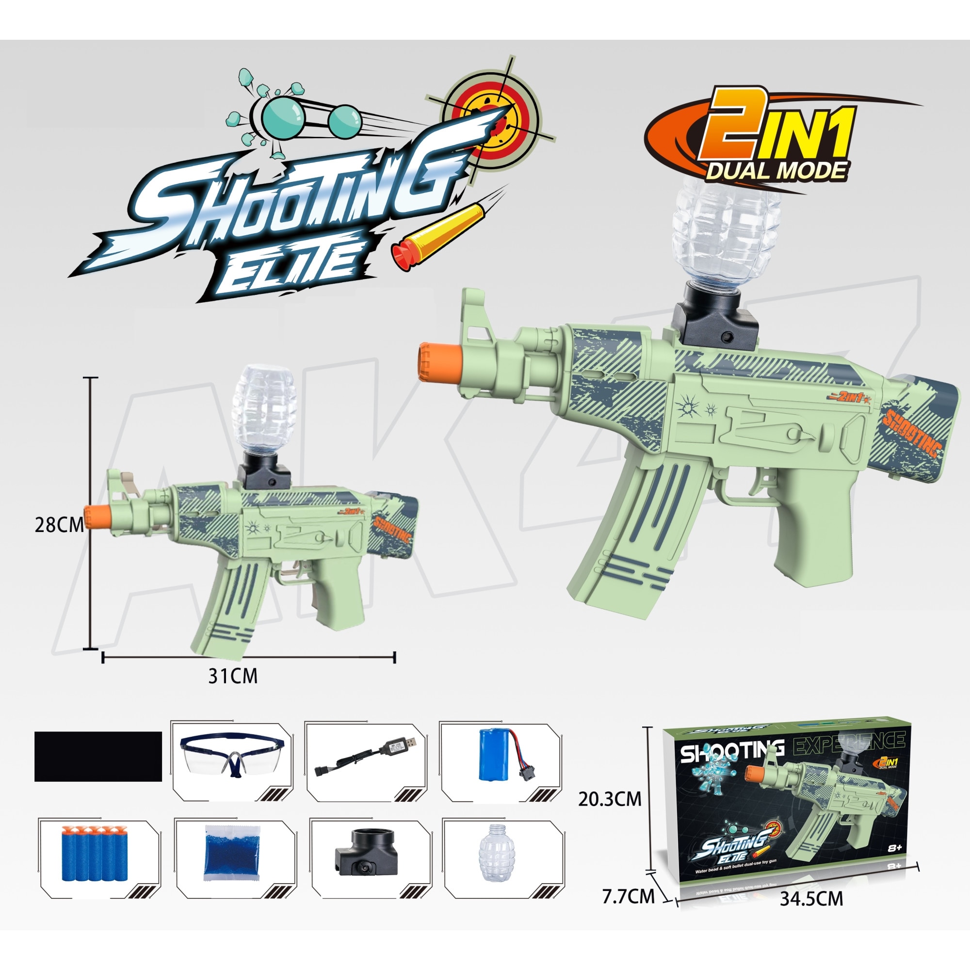 Mitraliera de jucarie electrica Flippy cu bile de hidrogen de gel, gun ...