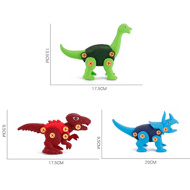 Set jucarii de constructie, 3 Dinozauri DIY educational, NEVERMORE ...